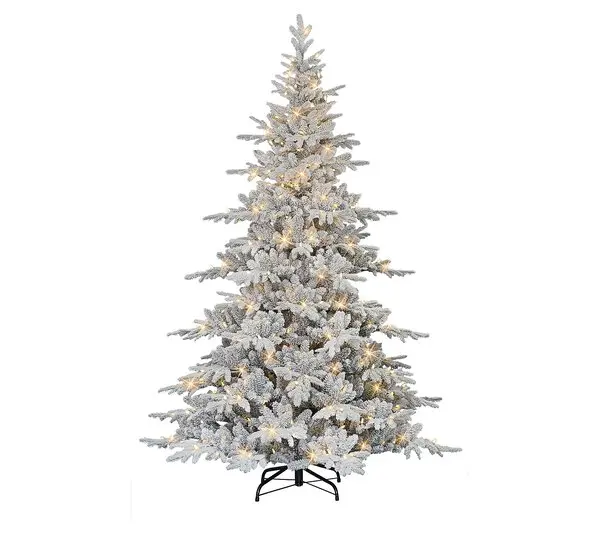 PULEO INTERNATIONAL 7' Pre-lit Flocked Utah Fir Tree