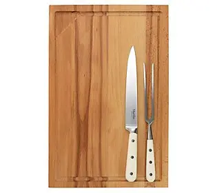 MARTHA STEWART Goswell 3-piece Carving Board And Cutlery Set I N Cream