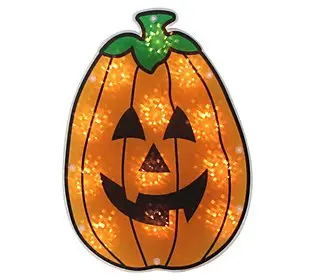NORTHLIGHT 12' Lighted Jack-o-lantern Halloween Window Decor