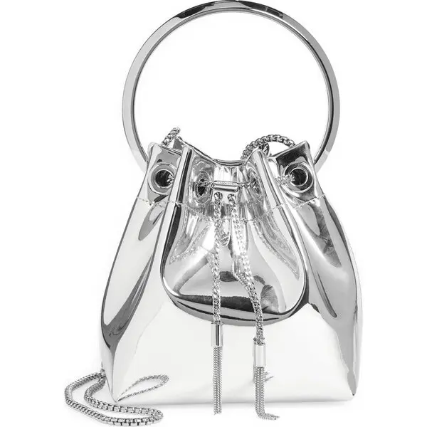 JIMMY CHOO Bon Bon Top Handle Bucket Bag - Silver