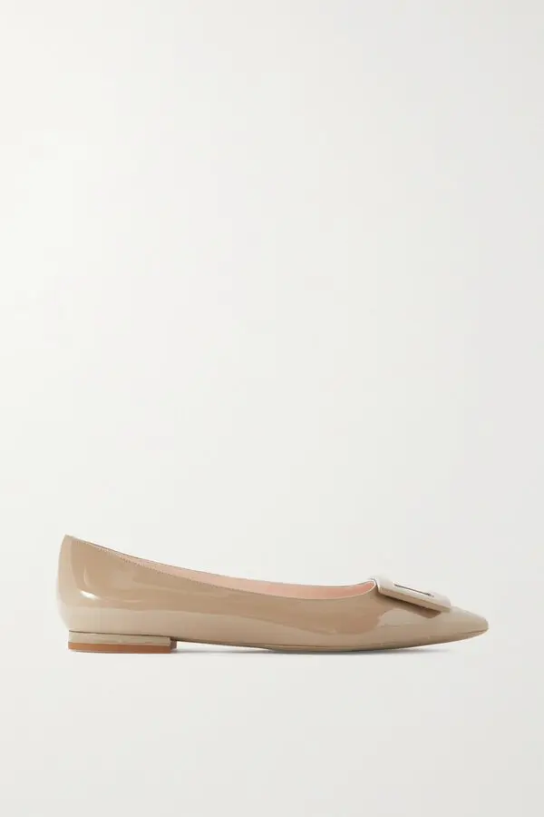 ROGER VIVIER Gommettine Patent-leather Point-toe Flats - Brown