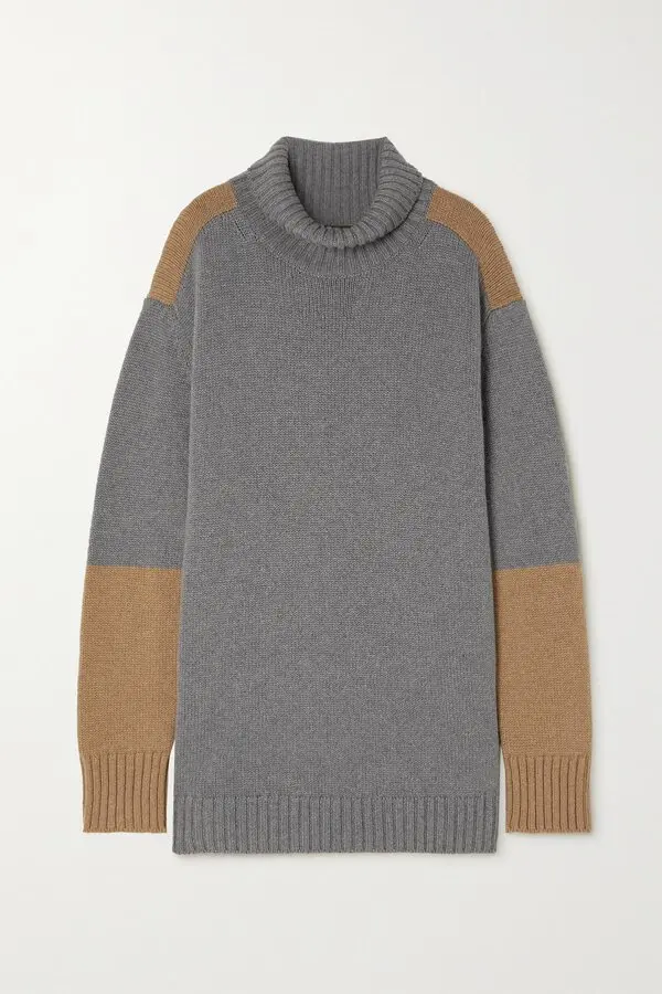Loro Piana Color-block Cashmere Turtleneck Sweater