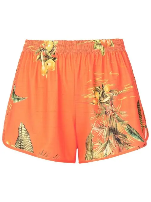 LYGIA & NANNY High-waist Floral Print Shorts - Orange