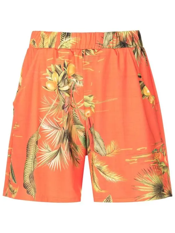 LYGIA & NANNY Floral-print High-waist Shorts - Orange