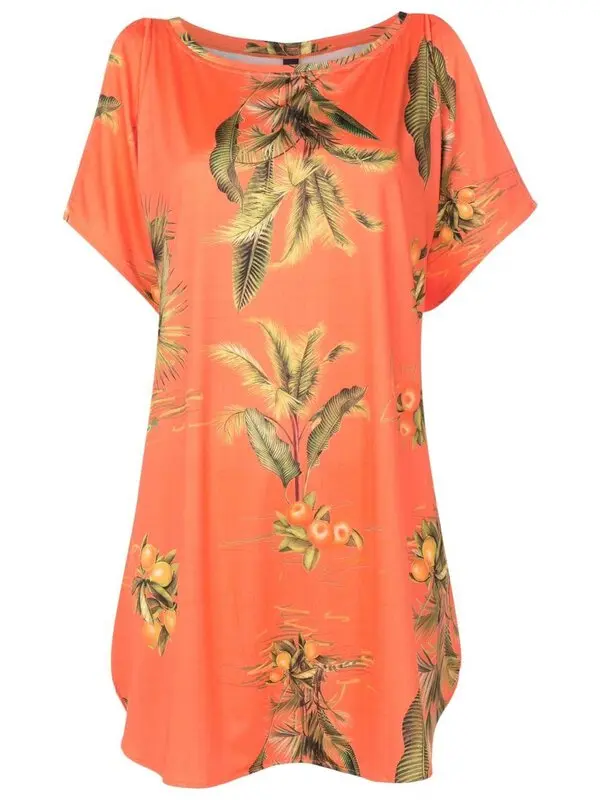 LYGIA & NANNY Floral-print Cold-shoulder Mini Dress - Orange