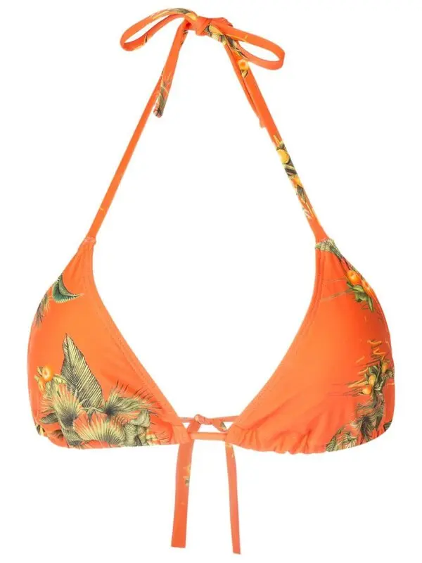 LYGIA & NANNY Floral-print Halterneck Bikini Top - Orange