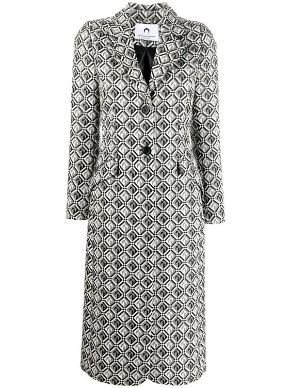 MARINE SERRE Moon Diamant Tailored Coat - White