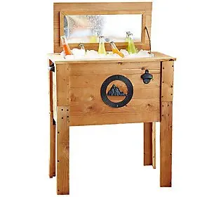 BACKYARD EXPRESSIONS 45-quart Wood Patio Cooler