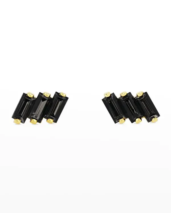 SUZANNE KALAN 14k Gold Baguette Earrings - Blue Topaz