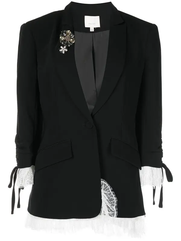 Cinq À Sept Roxie Lace-trim Blazer - Black