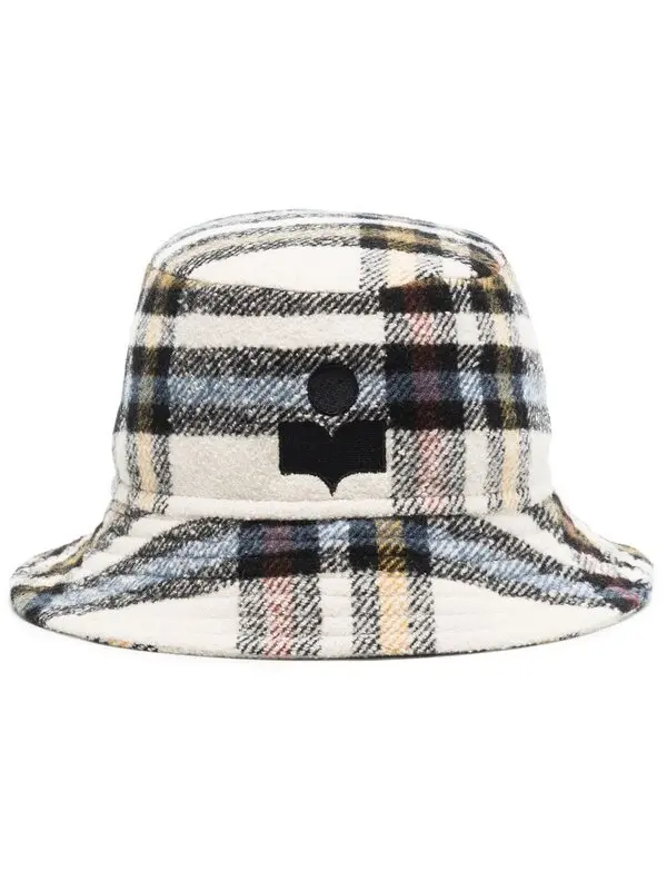 Isabel Marant Haley Check Bucket Hat In Blue - 70% Off 