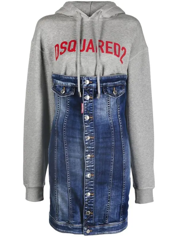 Dsquared2 Logo-print Panelled Hoodie Dress