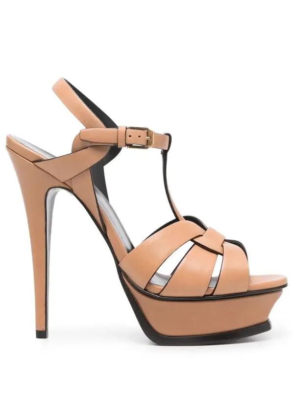Saint Laurent Tribute 150mm Platform Sandals - Brown
