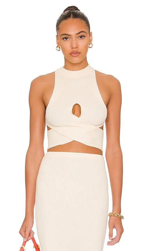 CAMILA COELHO Macadamia Crossover Knit Top - Ivory
