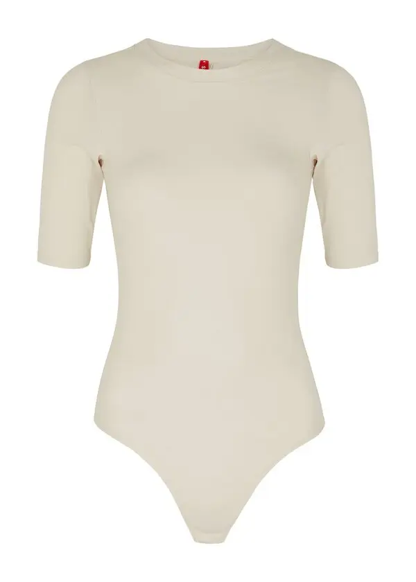 Spanx Suit Yourself Ribbed Stretch-jersey Bodysuit - Off White