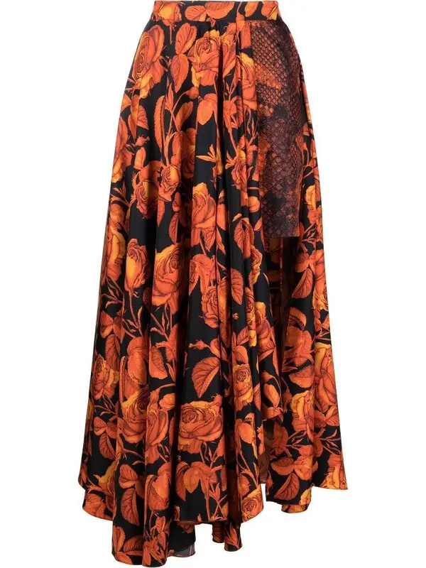 Roberto Cavalli Printed Silk Skirt