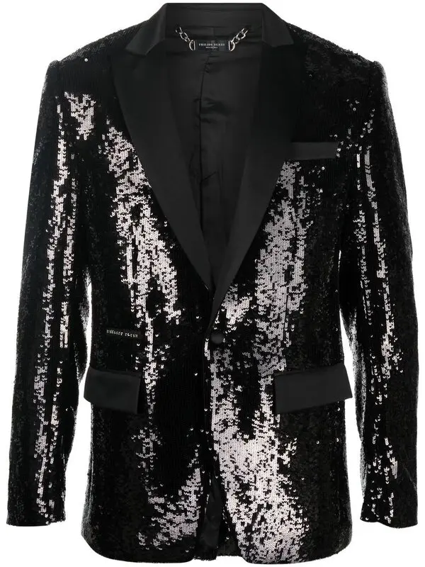 Philipp Plein Sequin Single-breasted Blazer - Black