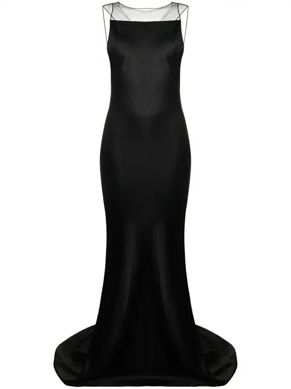 Maison Margiela Satin Fishtail Gown - Black | Editorialist