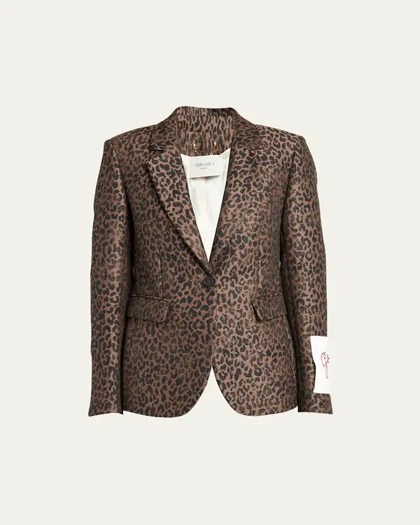 Golden Goose Leopard Jacquard Wool Blazer - Brown / Black
