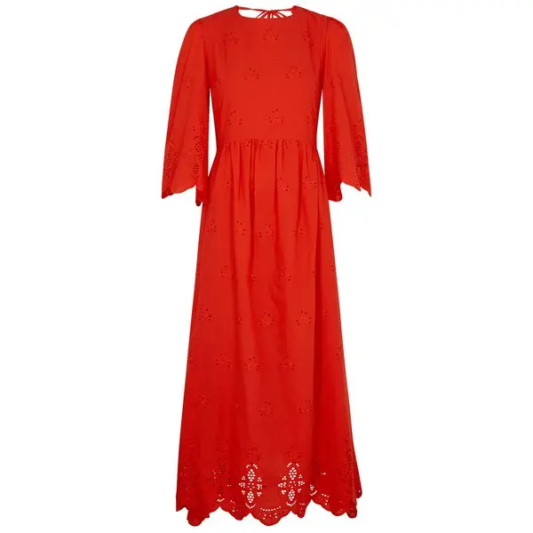 open lace back dress Ginger Crepe Midi Dress - 70s Flower Pink main image 1