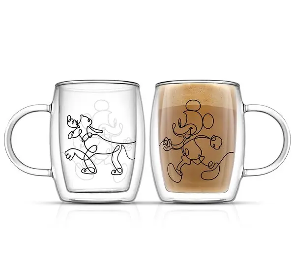 JOYJOLT 5.4-oz Disney Mickey & Pluto Double Wall Mugs