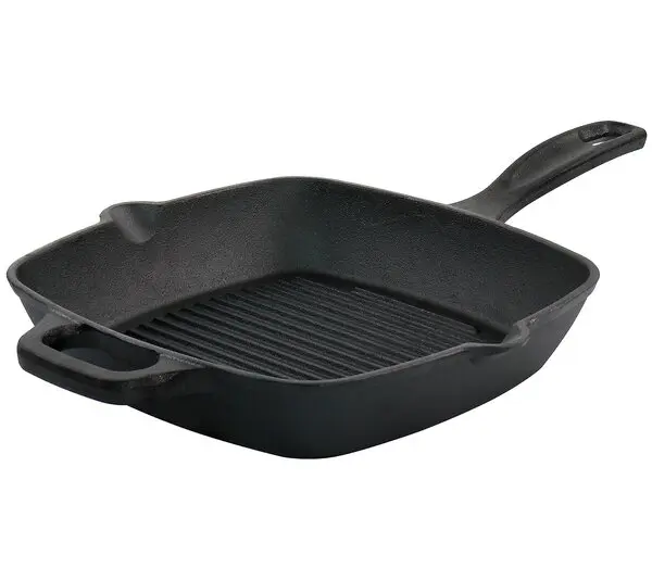 OSTER Castaway 10-in Square Cast Iron Grill Pan W/ Pour Spout