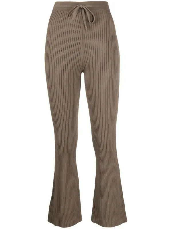 Nanushka Ribbed Knitted Cropped Trousers - Brown