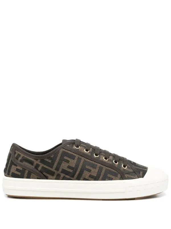 Fendi Jacquard-logo Low-top Sneakers - Brown