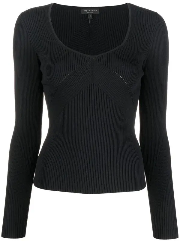 Rag & Bone U-neck Long-sleeved Top