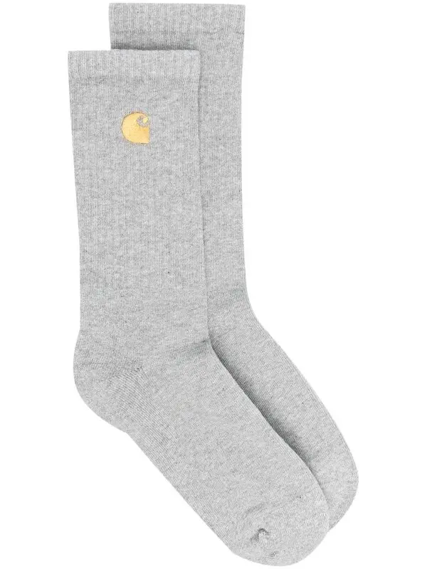 Carhartt Work In Progress Embroidered Logo Ribbed Socks - Grey