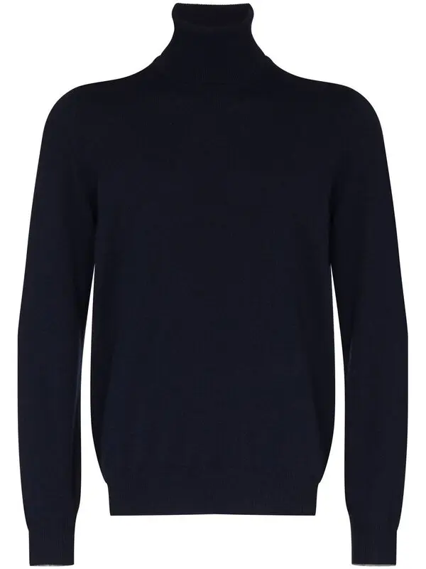 Brunello Cucinelli Roll Neck Cashmere Jumper - Blue
