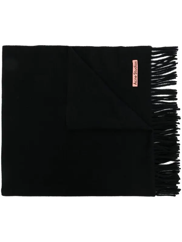 Acne Studios Fringed Wool Scarf - Black