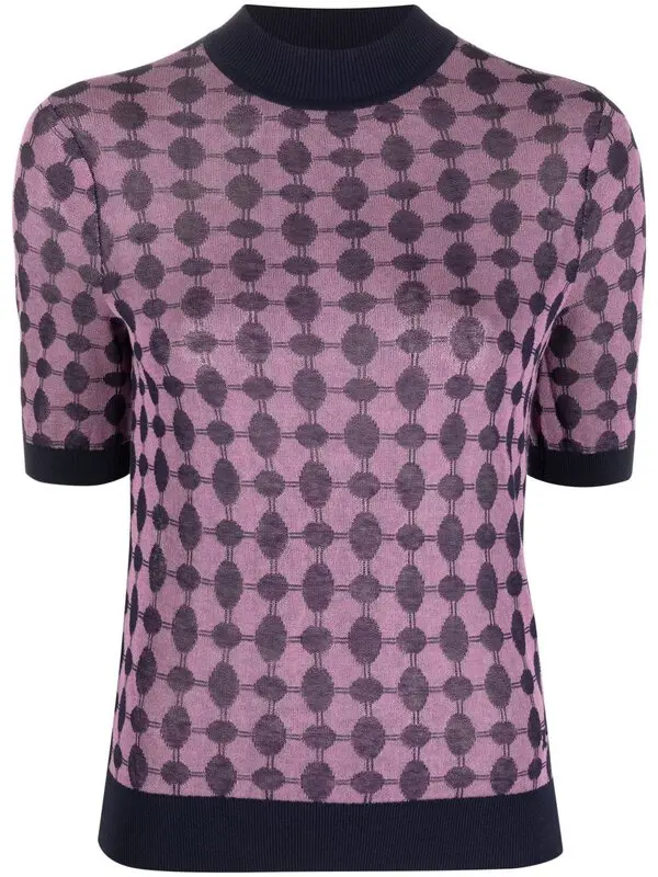 Tory Burch Geometric-print Short-sleeve Jumper - Blue