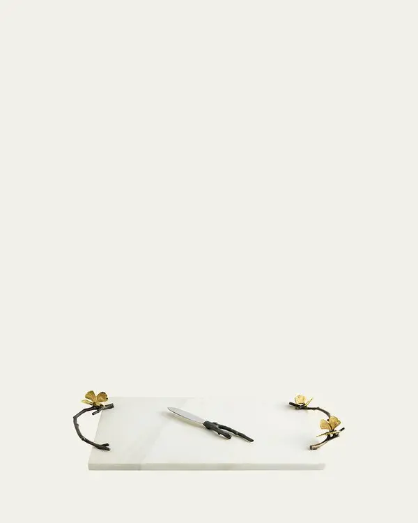 Michael Aram Butterfly Ginkgo Cheese Board With Knife - White