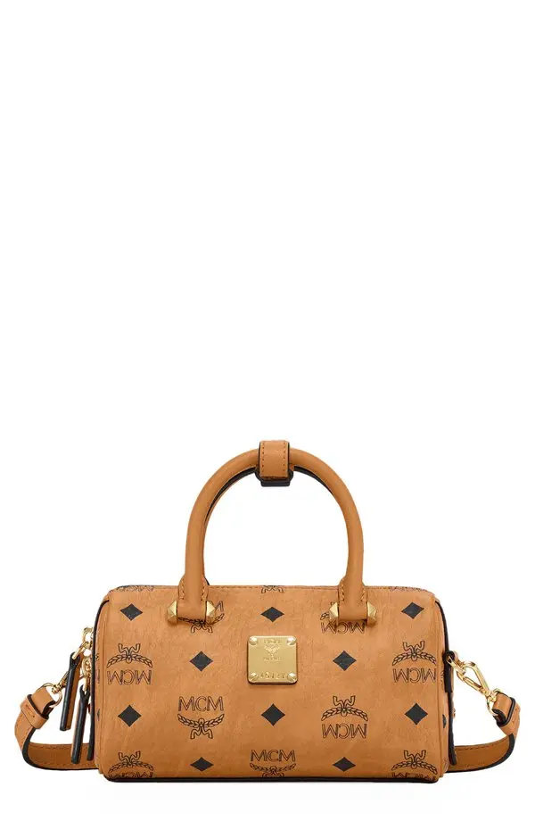 Mcm Mini Ella Boston Top Handle Bag Cognac Editorialist
