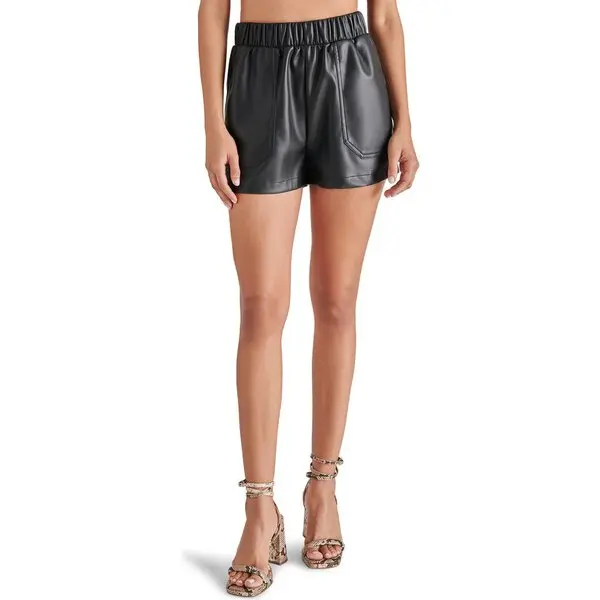 Steve Madden Faux Leather Shorts - Black