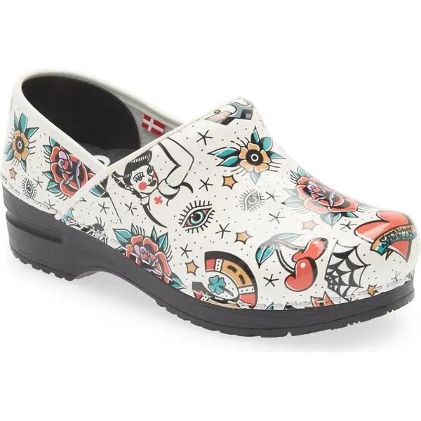 SANITA Rockabilly Print Clogs - 001 White