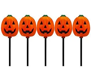 NORTHLIGHT Set Of Five Jack-o'-lantern Shaped P Athway Markers