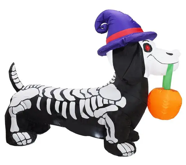 JOIEDOMI 5 Ft Long Skeleton Wiener Dog Inflatab E