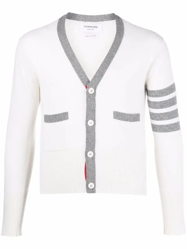 Thom Browne 4-bar Stripe Cashmere Cardigan - White