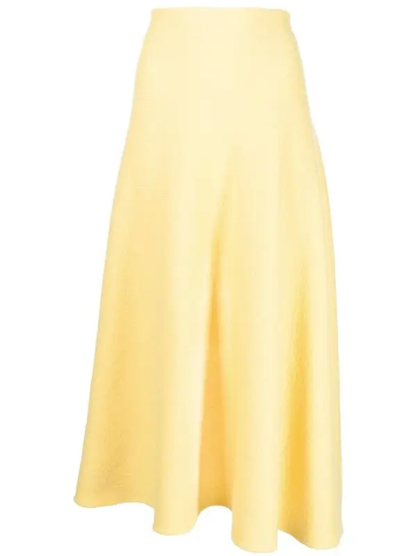 JIL SANDER Knitted A-line Midi Skirt - Yellow