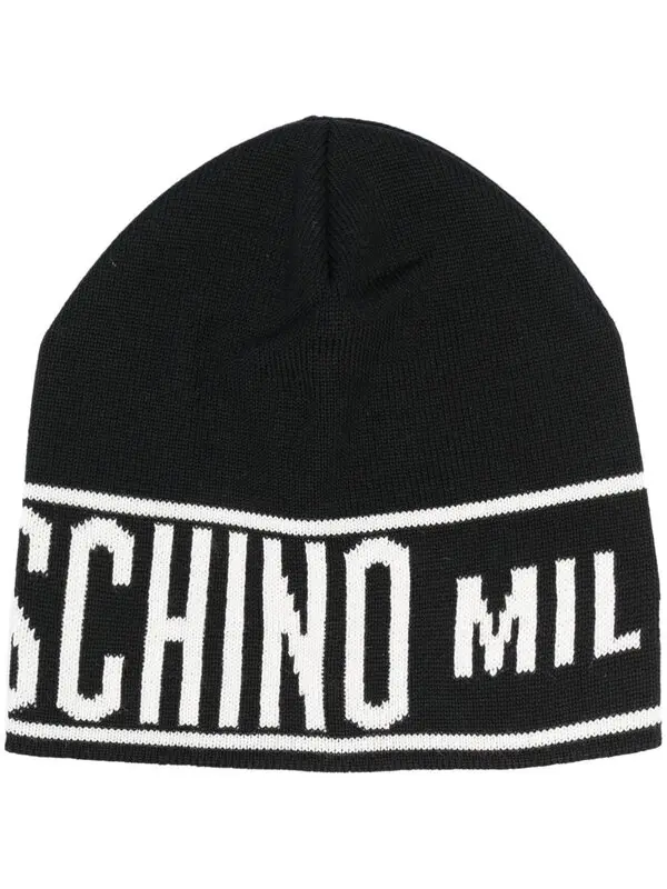 Moschino Ribbed Knit Two-tone Hat