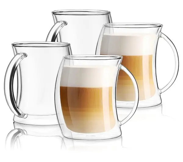 JOYJOLT Set Of 13-oz Caleo Double-wall Latt Glasses