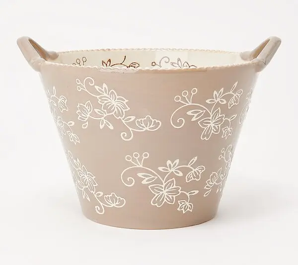TEMP-TATIONS Floral Lace 2-quart Bowl With Handles