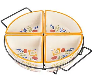 LAURIE GATES Tierra Four-dish Appetizer Tray Wi Th Rack