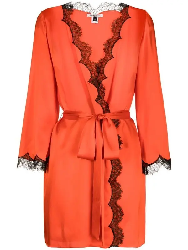 GILDA & PEARL Lace-trim Tie-fastening Robe