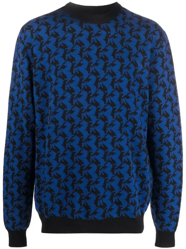 Buy FERRARI Ogo Jacquard Motif Sweater - Blue At 59% Off | Editorialist