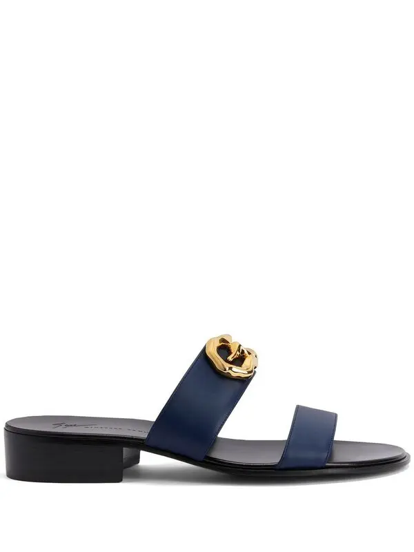 GIUSEPPE ZANOTTI Gregorie Leather Sandals - Blue