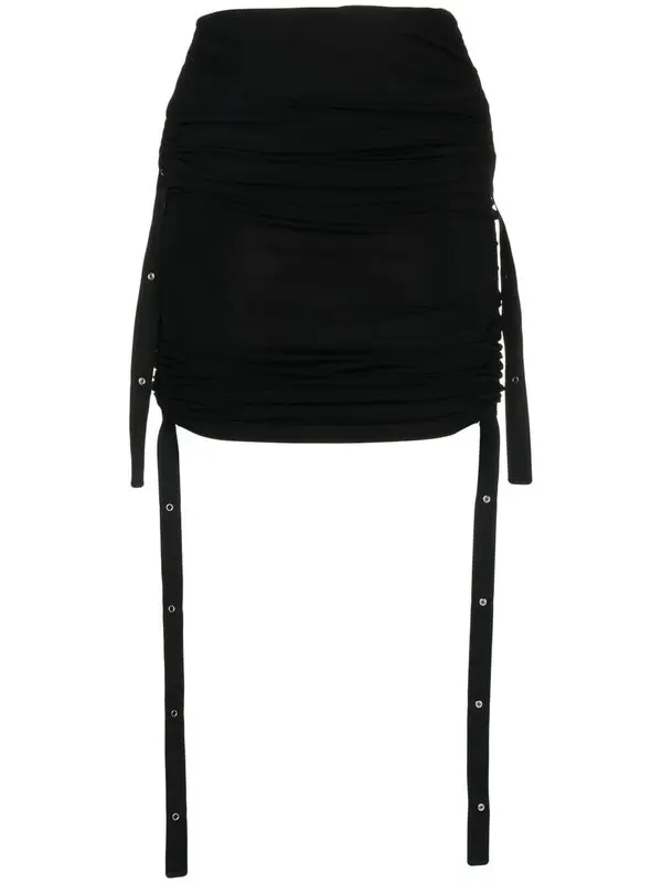 DION LEE Doric Ruched Midi Skirt - Black