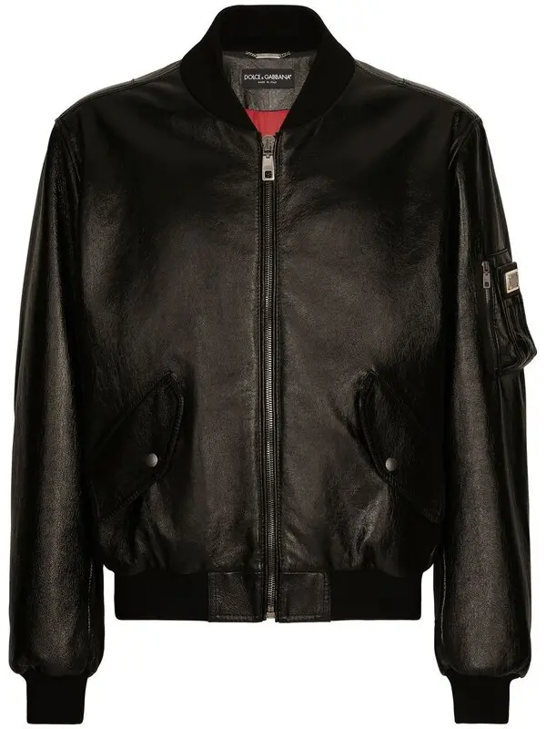 Dolce & Gabbana Logo-tag Leather Bomber Jacket